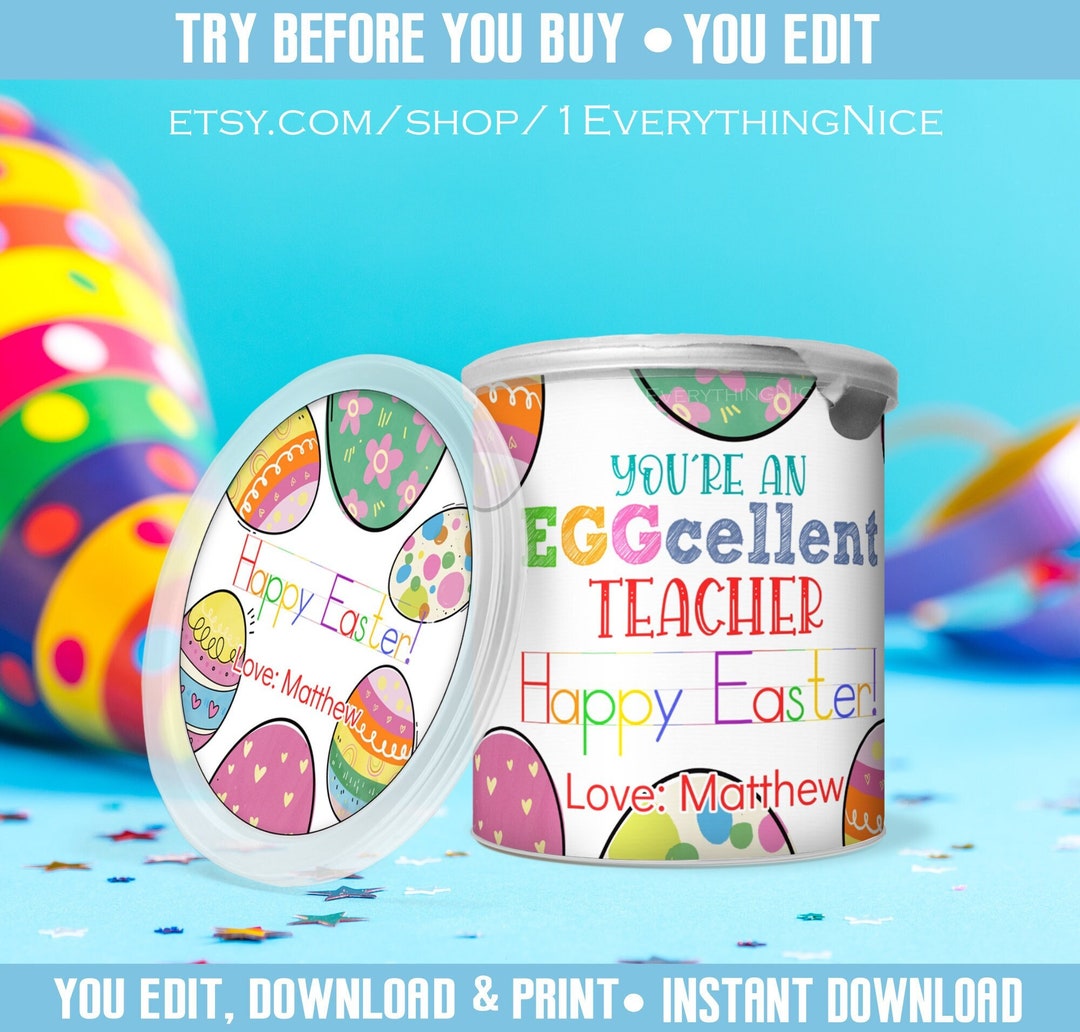 Eggcellent Teacher Happy Easter Appreciation Theme Editable Instant ...