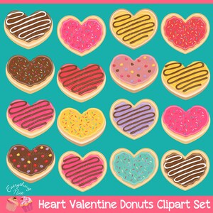 Love Valentine Heart Donuts Clipart Set - Etsy
