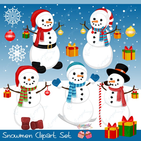 Snowmen Clipart - Etsy