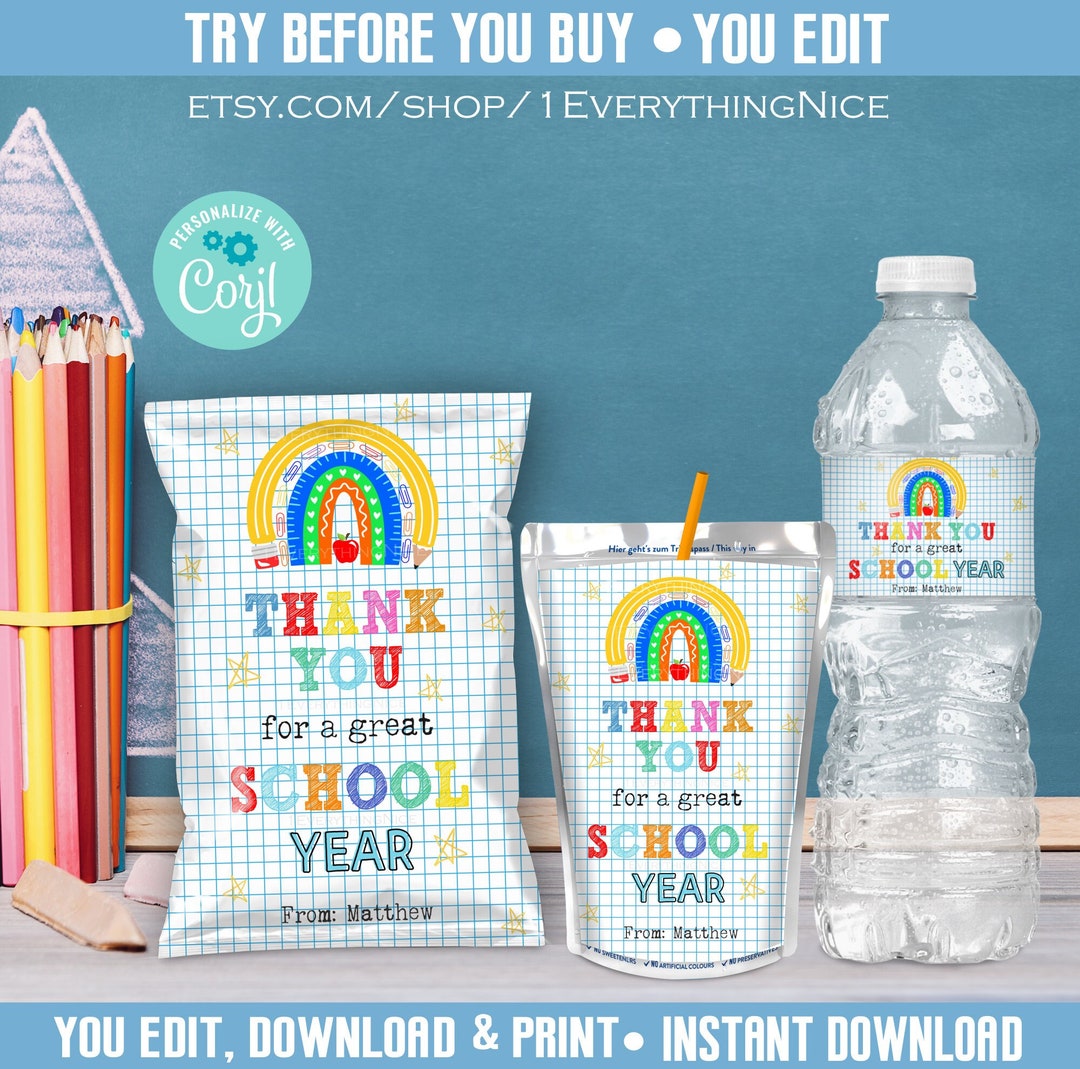 Editable Thank You for a Great School Year Teachers Appreciation Bundle ...
