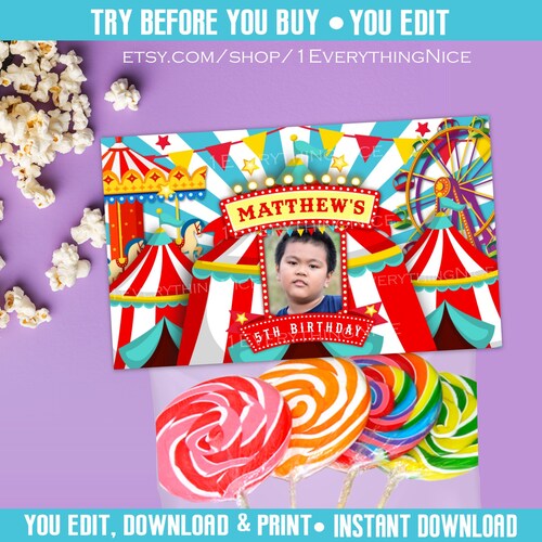 Carnival Circus Editable Instant DIGITAL DOWNLOAD Theme - Etsy