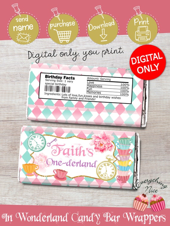 DIGITAL DOWNLOAD Tea Time Tea Party Candy Bar Wrappers Labels | Etsy