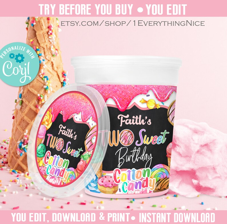 Editable DIGITAL Instant DOWNLOAD Pink Two Sweet Sweets Donuts - Etsy