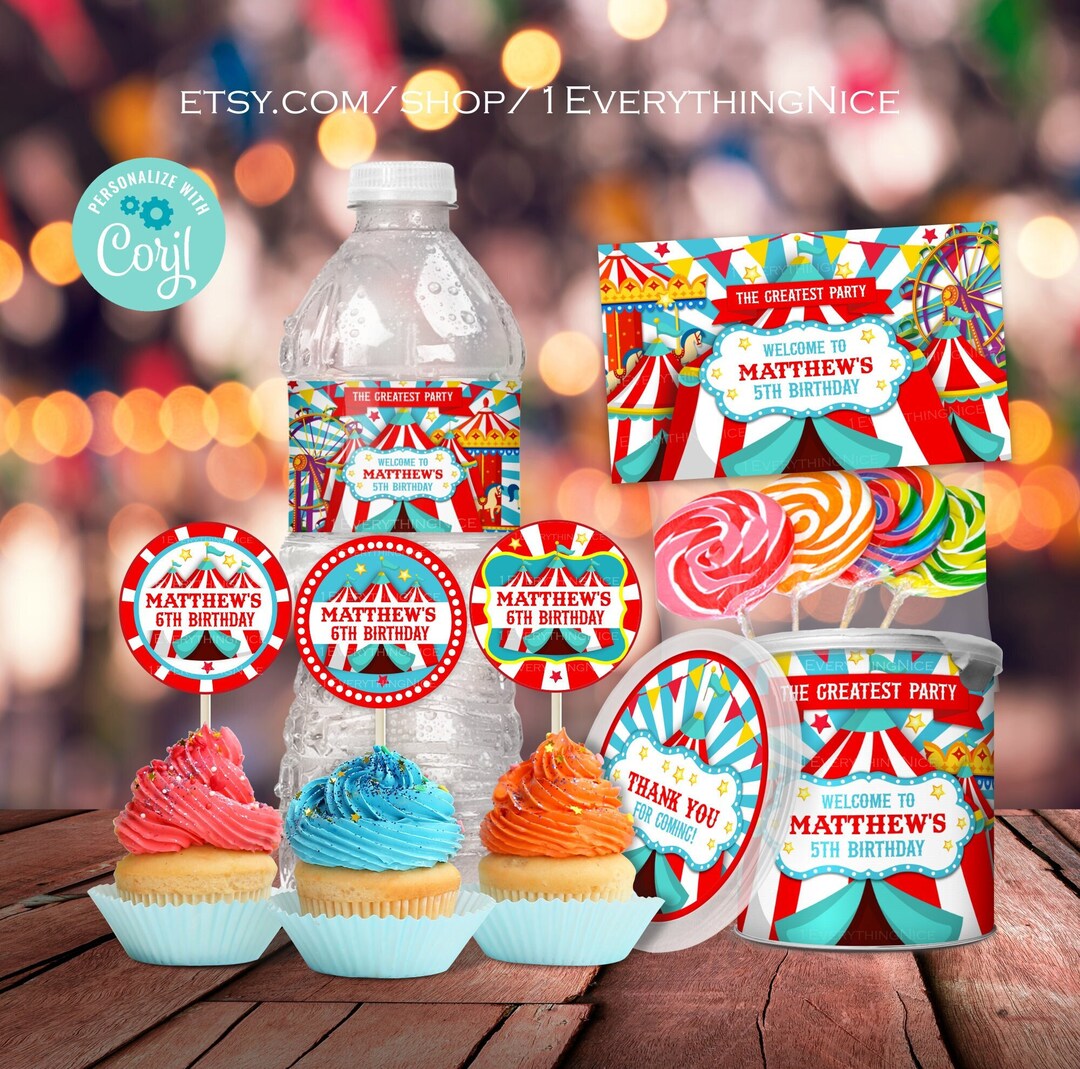 Circus Carnival Theme Instant Download Birthday Party Printable Labels ...