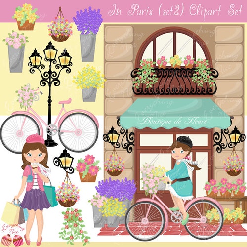LOVE PARIS Digital Clipart Set Paris Clipart Eiffel Tower | Etsy