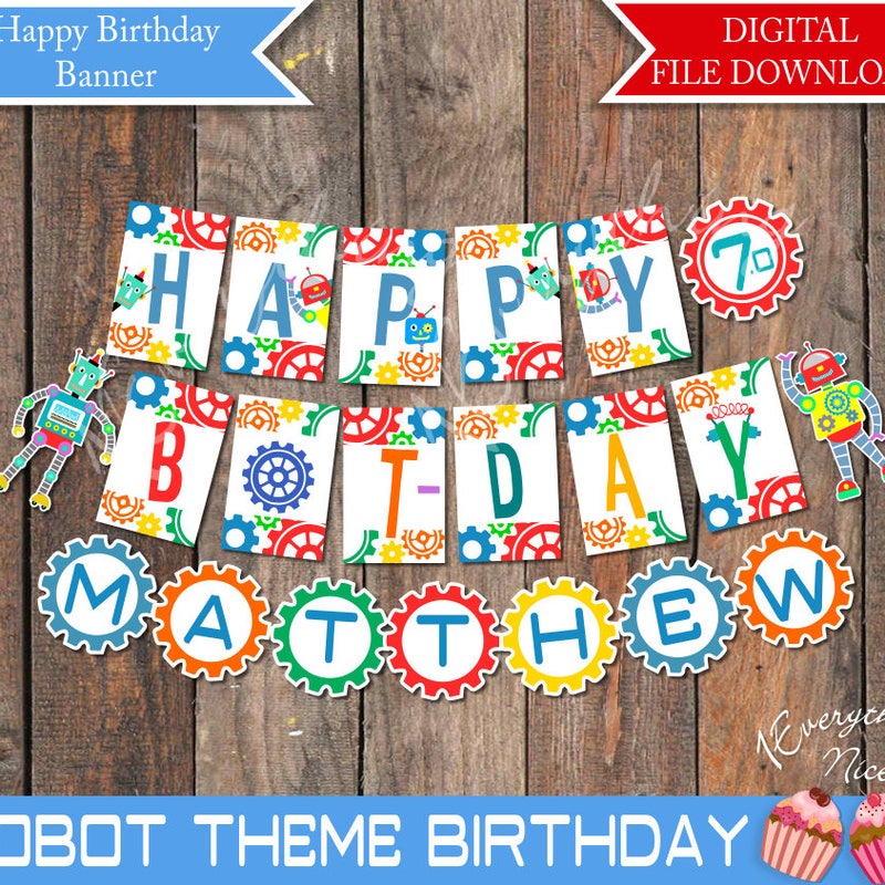 Robot Banner - Etsy