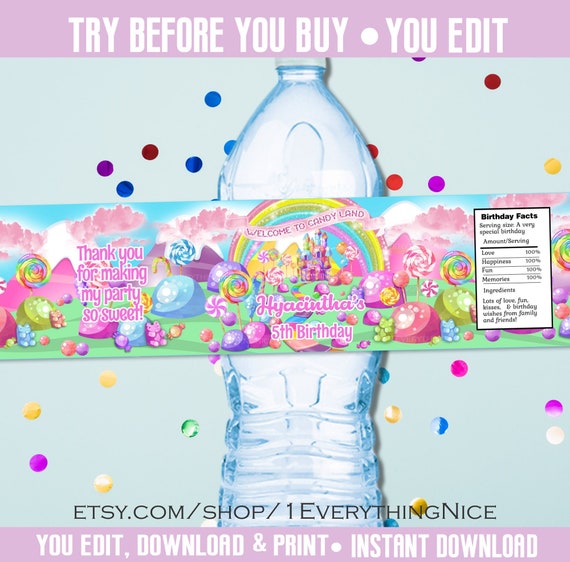 Pastel Editable DIGITAL DOWNLOAD Candy Land Candyland Birthday Party ...