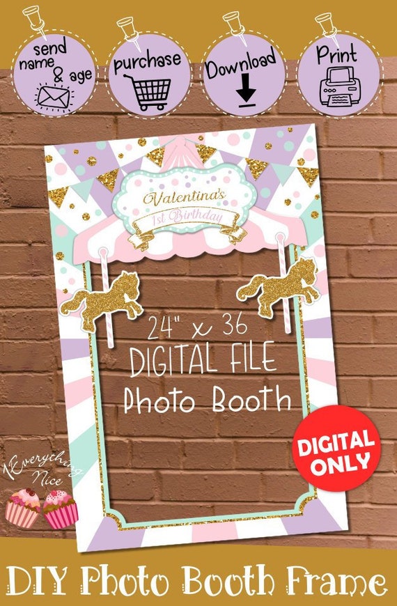 DIGITAL DOWNLOAD Carousel Theme Pastel Colors 24" x 36" Birthday Photo ...