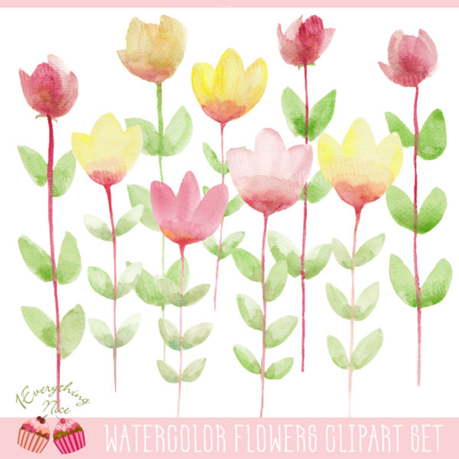 Watercolor Flowers Clipart Set | Etsy