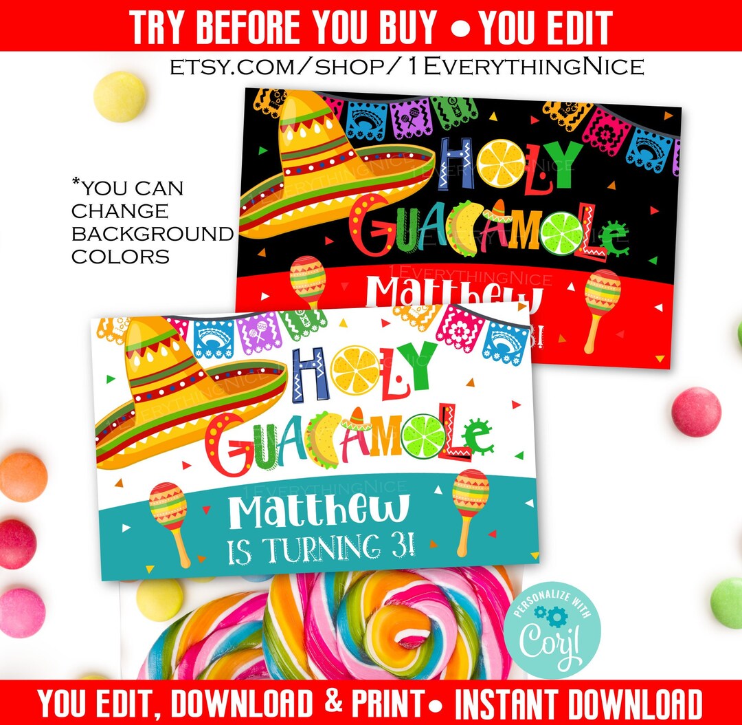 Holy Guacamole Theme Birthday Fiesta Taco Tuesday Cinco De Mayo May 5x3 ...