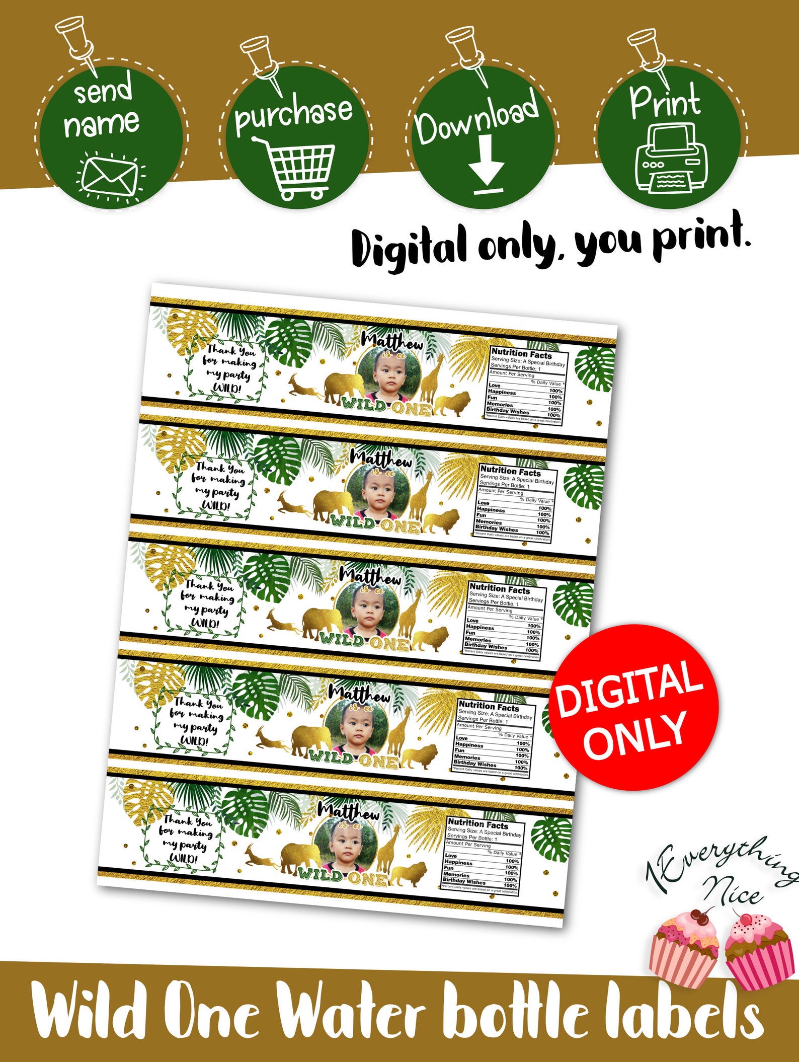 DIGITAL DOWNLOAD Wild One Theme Birthday Water Bottle Labels - Etsy