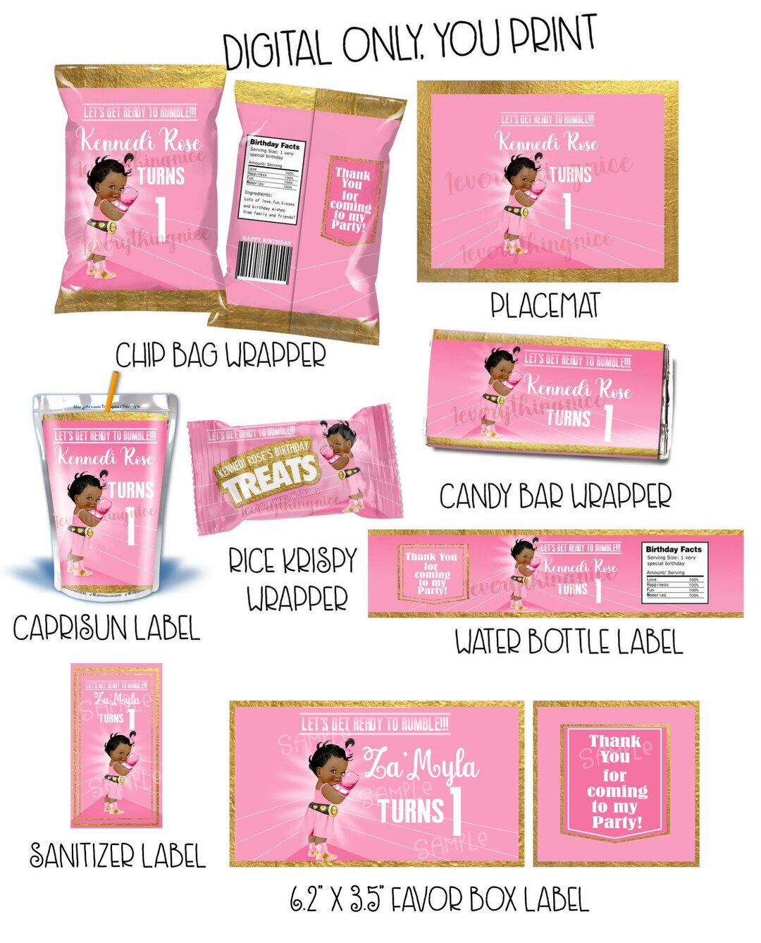 DIGITAL DOWNLOAD Pink Boxing Baby Boxer Little Champ Birthday - Etsy
