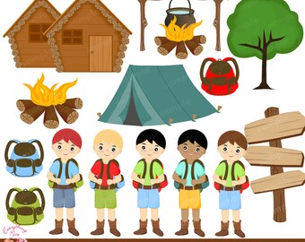 Camping Clipart for Boys. Campground Tents Camp Fire - Etsy