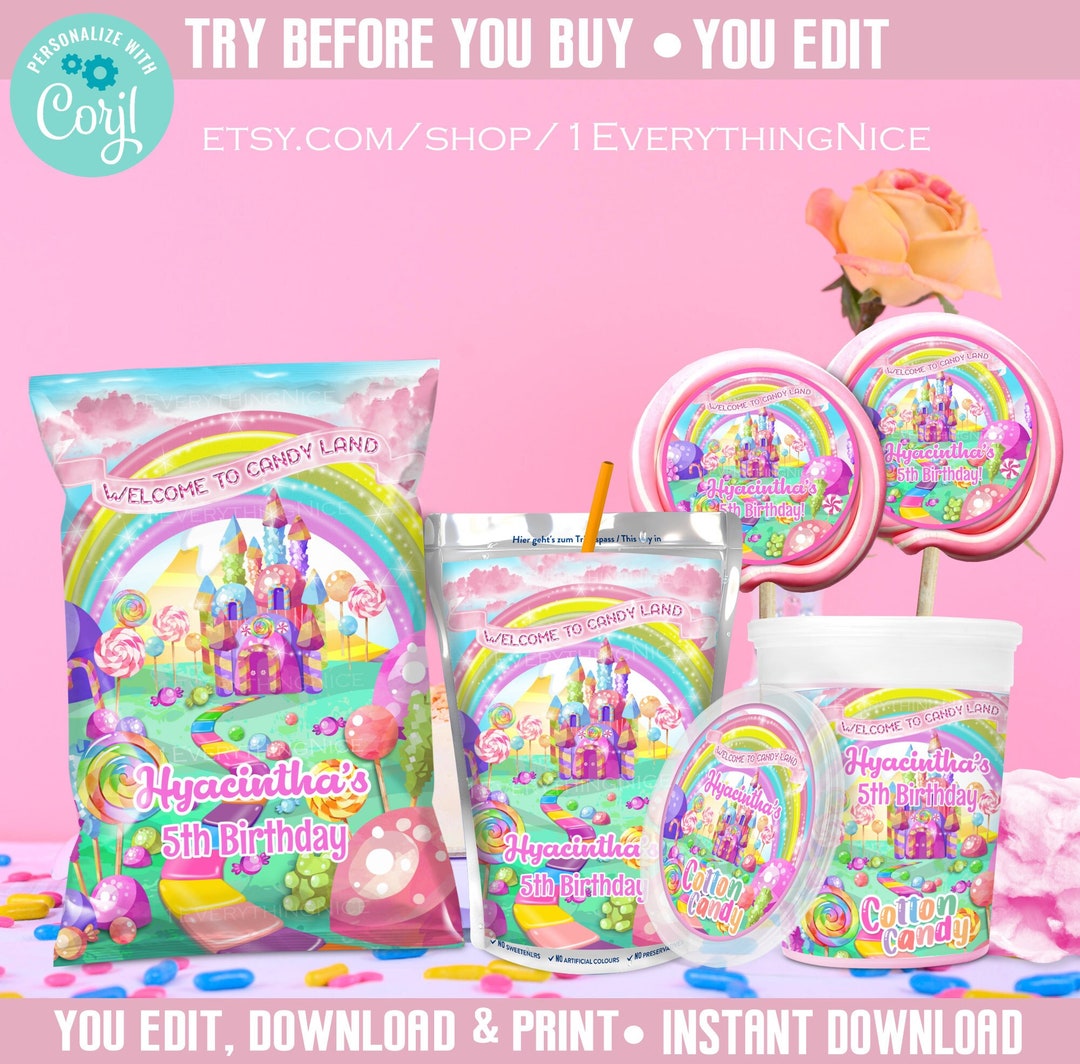 Candy Land Pastel Colors Theme Birthday Party Digital - Etsy