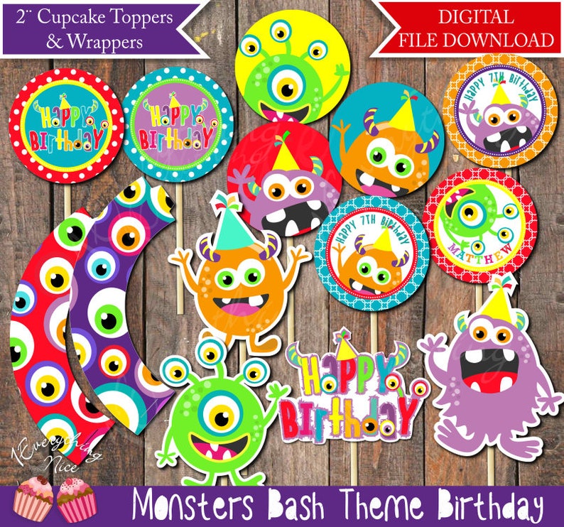 Monsters Monster Bash 2 Cupcake Toppers and Wrappers - Etsy