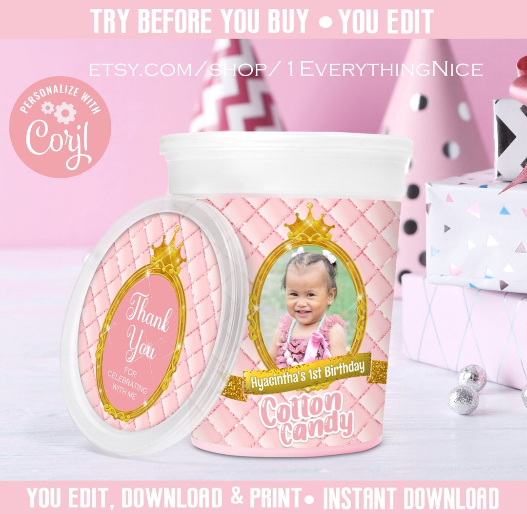 Princess Editable DIGITAL Instant DOWNLOAD Pink and Gold Royal Birthday ...