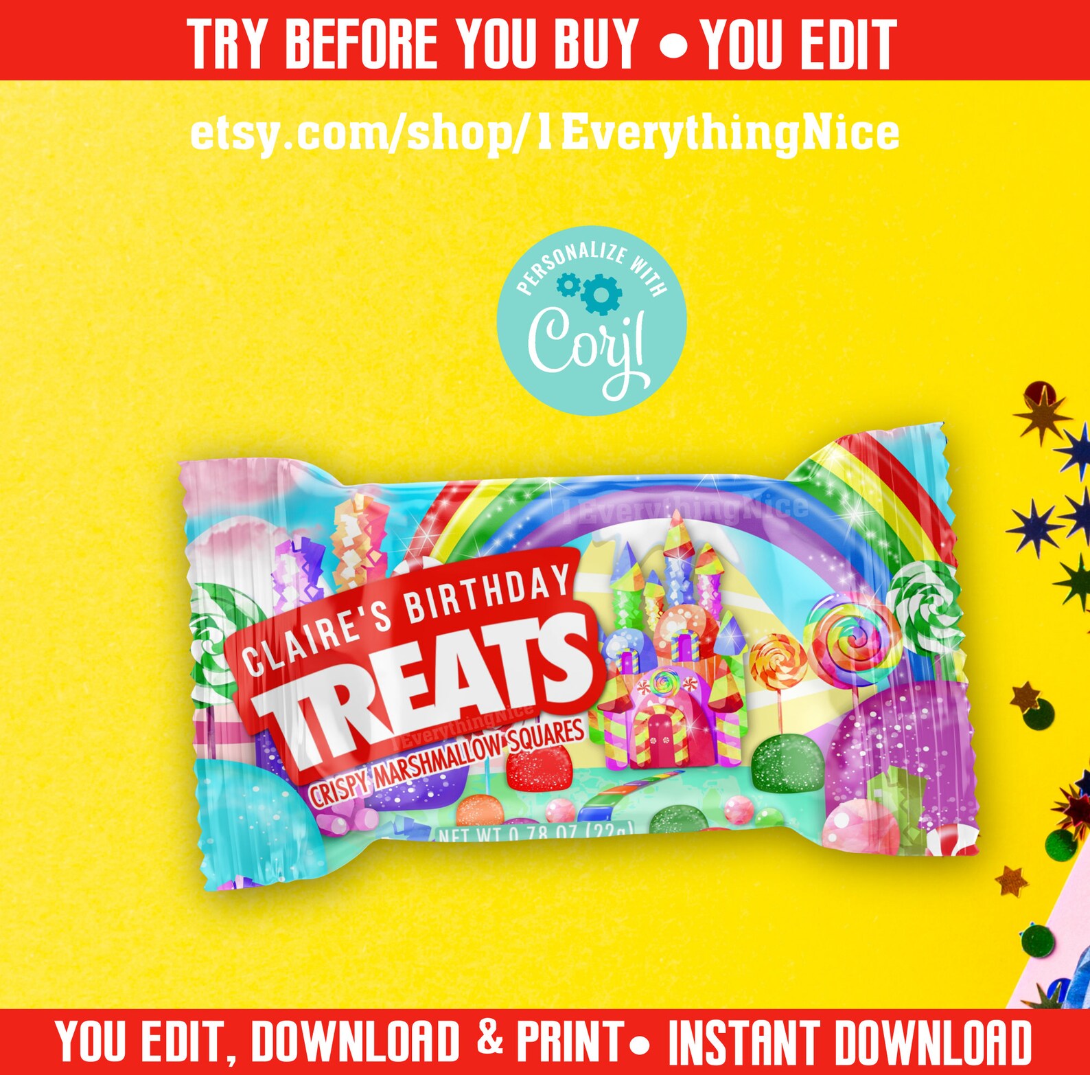 Candy Land Candyland Candies Red Theme | DIGITAL DOWNLOAD Editable ...