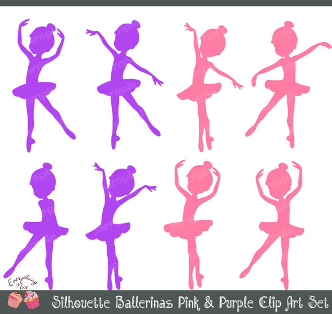 Ballerina Silhouettes Pink and Purple Clipart Set - Etsy