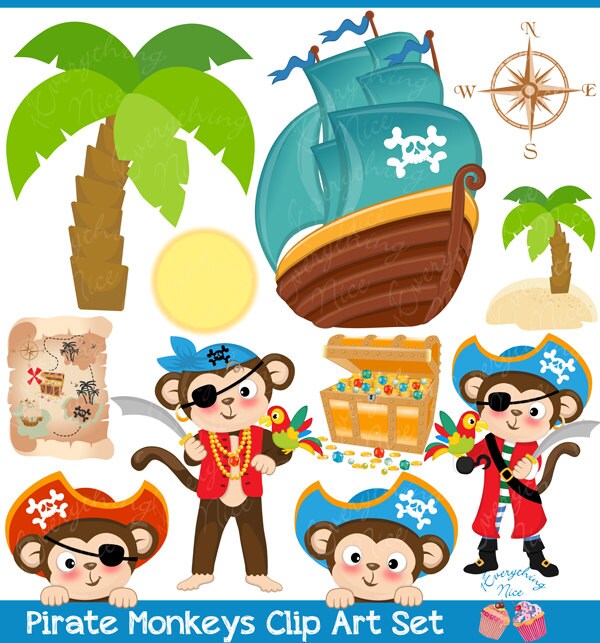 Pirate Monkeys Monkey Boys Clip Art Set - Etsy Canada