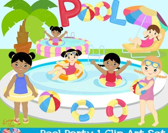 Girls Pool Party Digital Paper Pack Pool Party - Etsy