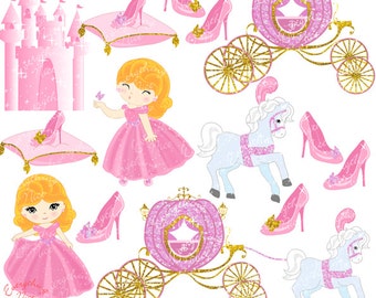 Princess Elements Clip Art Pink Princess Clipart commercial Use - Etsy