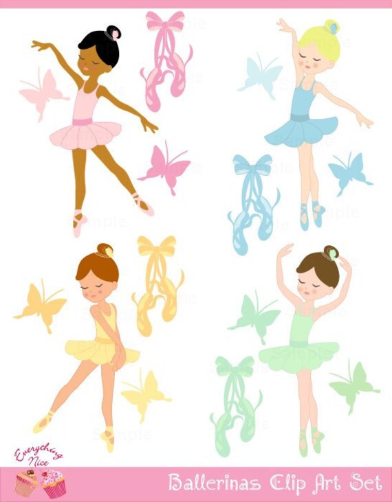 Cute Ballerinas Clip Art Set by 1Everything Nice | Catch My Party