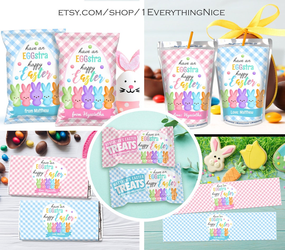 Happy Easter Pastel Theme Editable Instant DOWNLOAD Pink Blue Theme ...