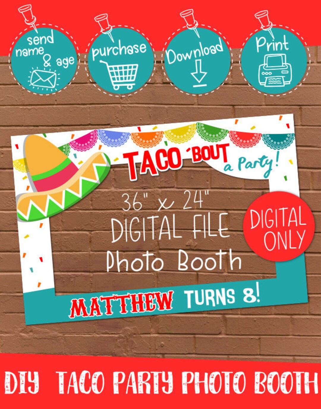 DIGITAL DOWNLOAD Taco Bout a Party Theme 36" X 24" Landscape Photo ...