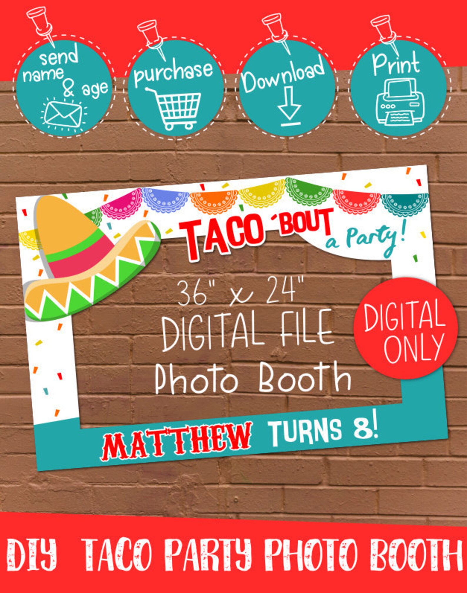 DIGITAL DOWNLOAD Taco Bout a Party Theme 36 X 24 | Etsy