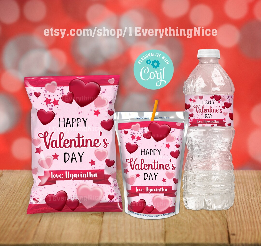 Editable DIGITAL DOWNLOAD Valentine Valentine Theme Favors Treats ...