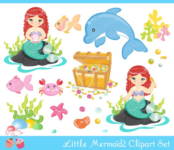 Little Mermaids Clipart Set by 1Everything Nice | Catch My Party