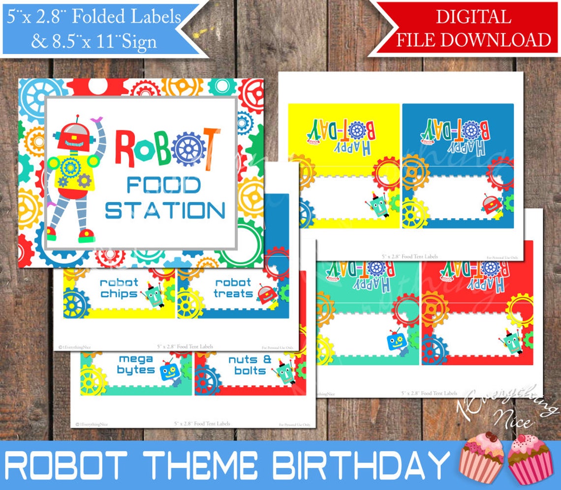 ROBOT Theme Food Station Sign and Food Tent Labels Printable - Etsy