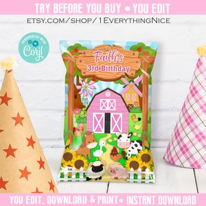 Pink Barn Farm Barnyard Cowgirl Country Farm Animals DIGITAL DOWNLOAD ...
