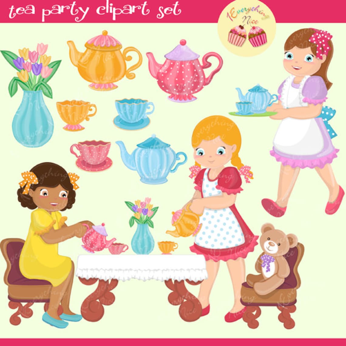 Tea Party Clipart Set - Etsy Ireland