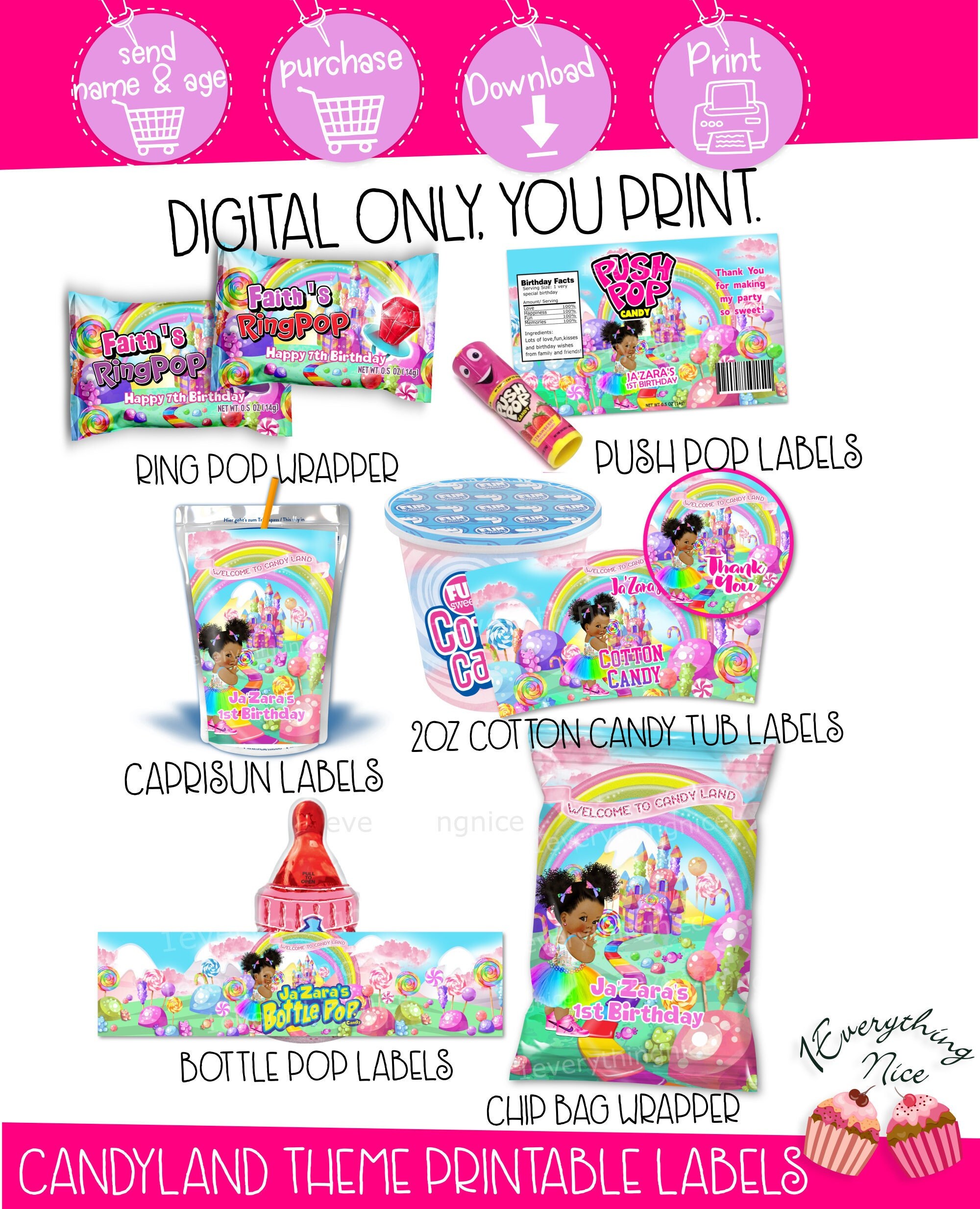 Party & Gifting Packaging & Wrapping DIGITAL DOWNLOAD Candy Land ...