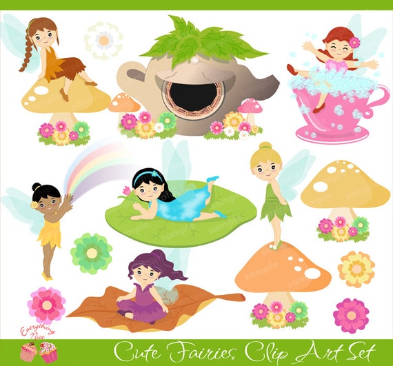 Cute Fairies Clipart Set by 1Everything Nice | Catch My Party
