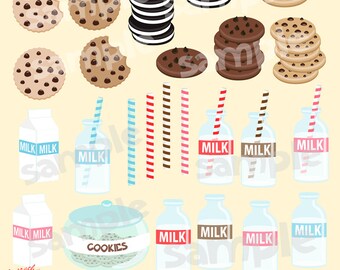 Kawaii Cookie and Milk Clipart Set Cookies and Milk Clip Art - Etsy