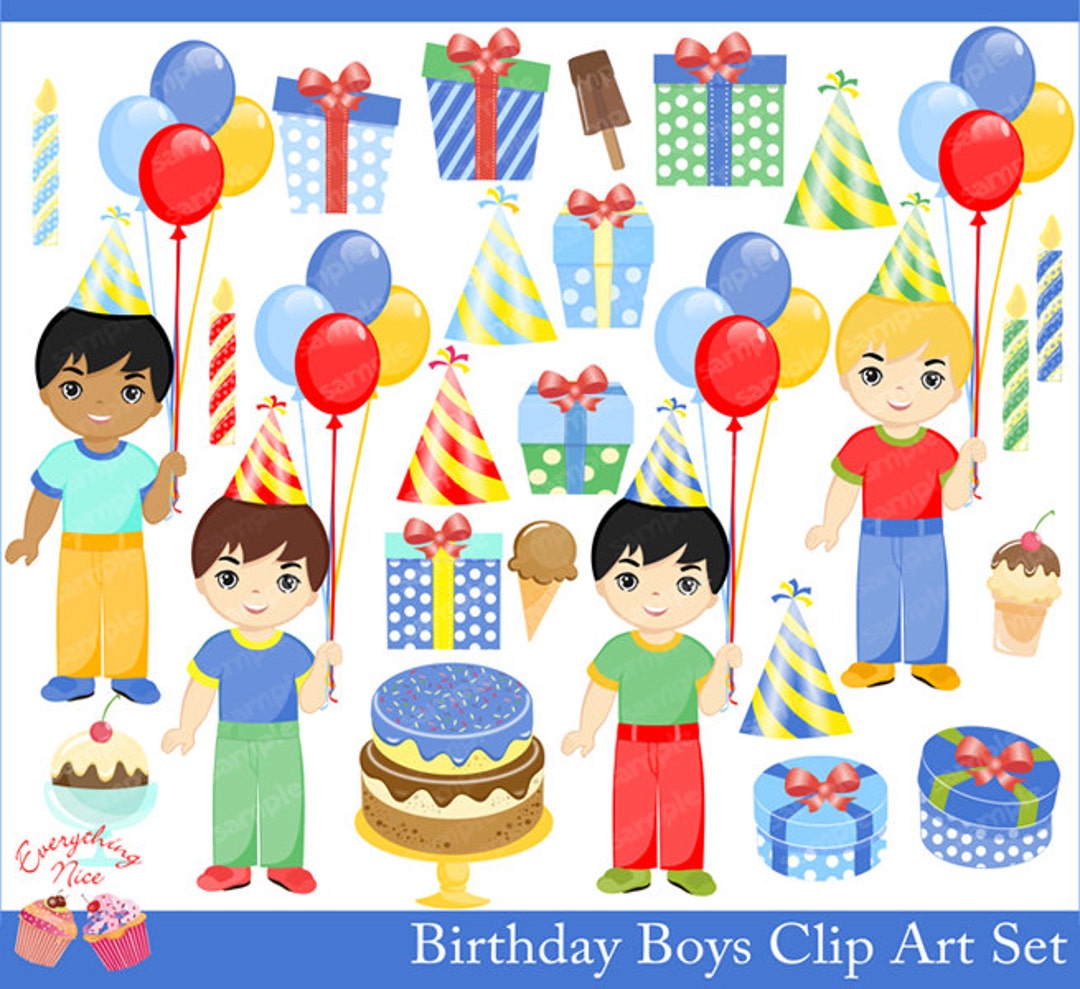 Birthday Boys Clipart Set - Etsy