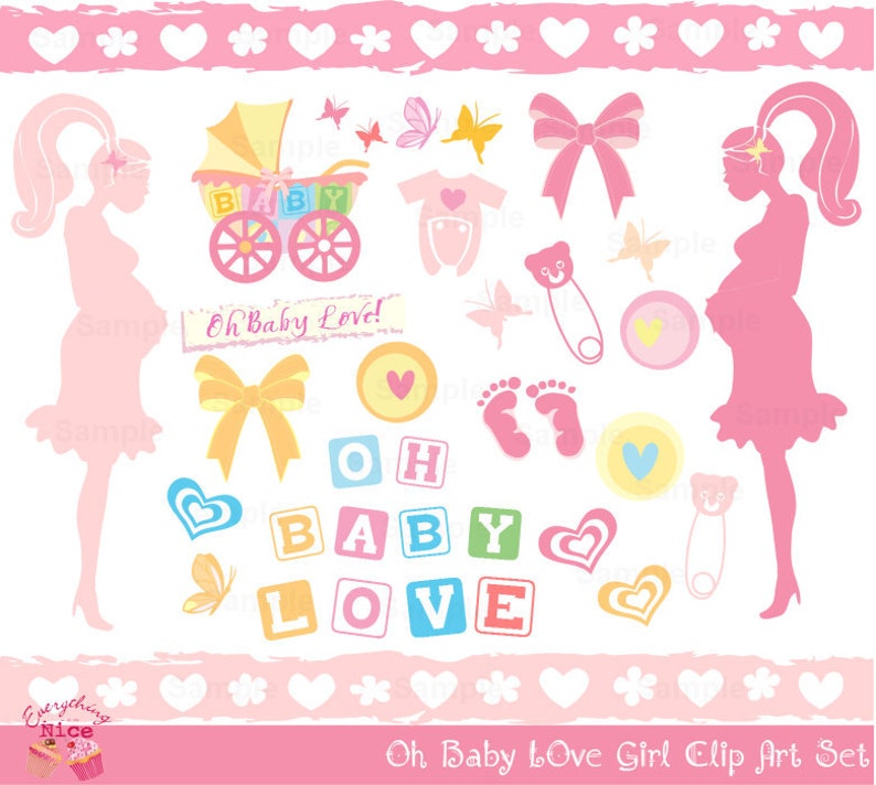Oh Baby Love Baby Shower Pastel Clip Art Set - Etsy