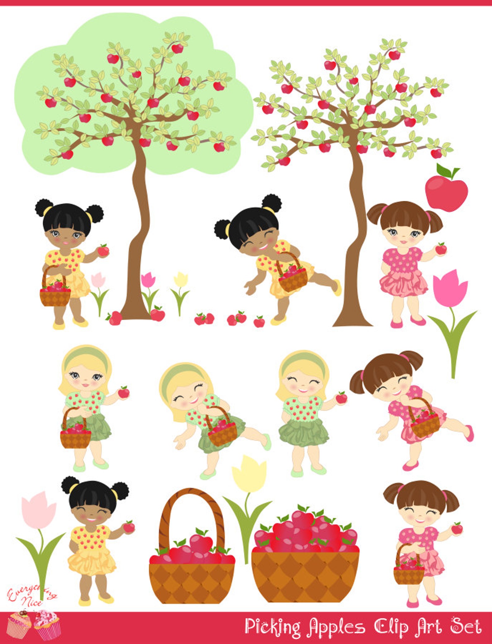 Picking Apples Clip Art Set - Etsy