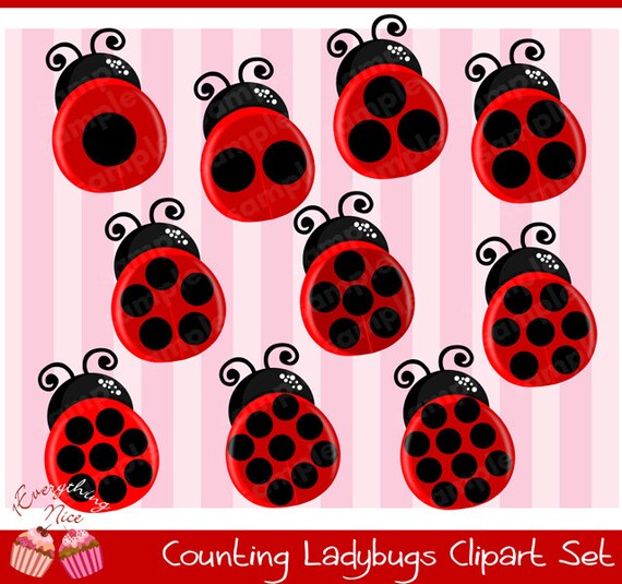 Counting Ladybugs Clipart Set by 1Everything Nice | Catch My Party
