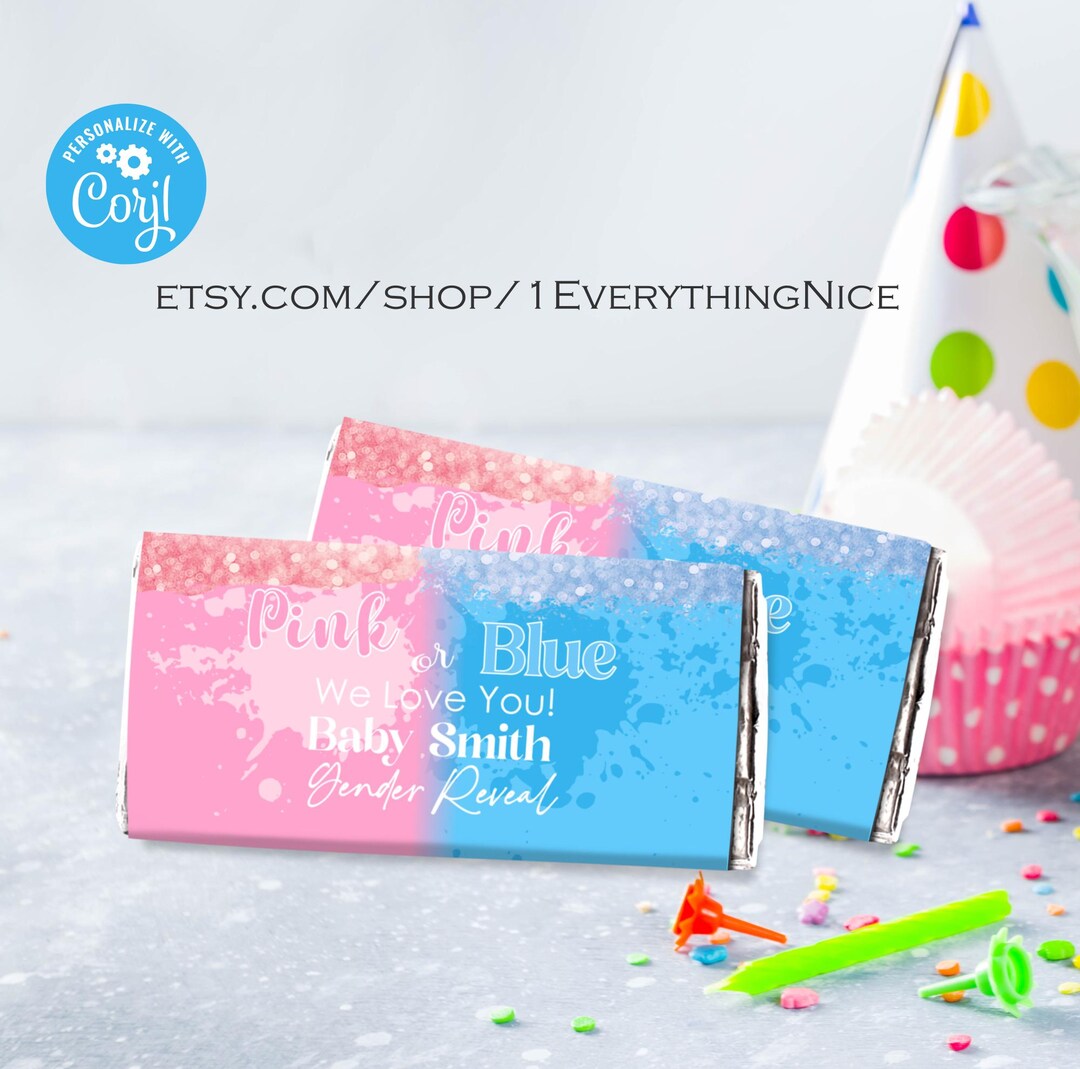 Pink or Blue We Love You Candybar Wrapper Labels Favors Favor Editable ...