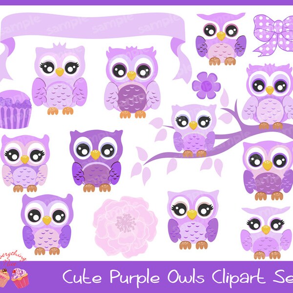 Cute Owls Clipart - Etsy