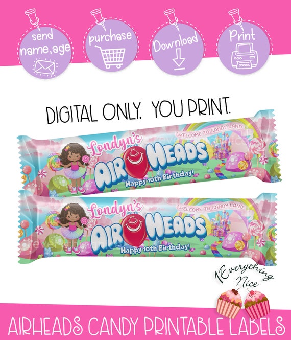 DIGITAL DOWNLOAD Candyland Candy Land Baby Girl Theme Birthday Airheads ...