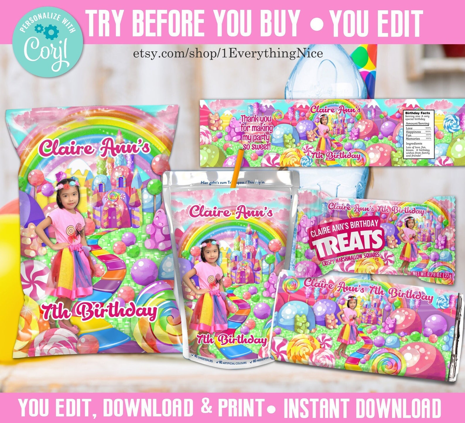 Editable DIGITAL DOWNLOAD Candy Land Candyland Birthday Party - Etsy