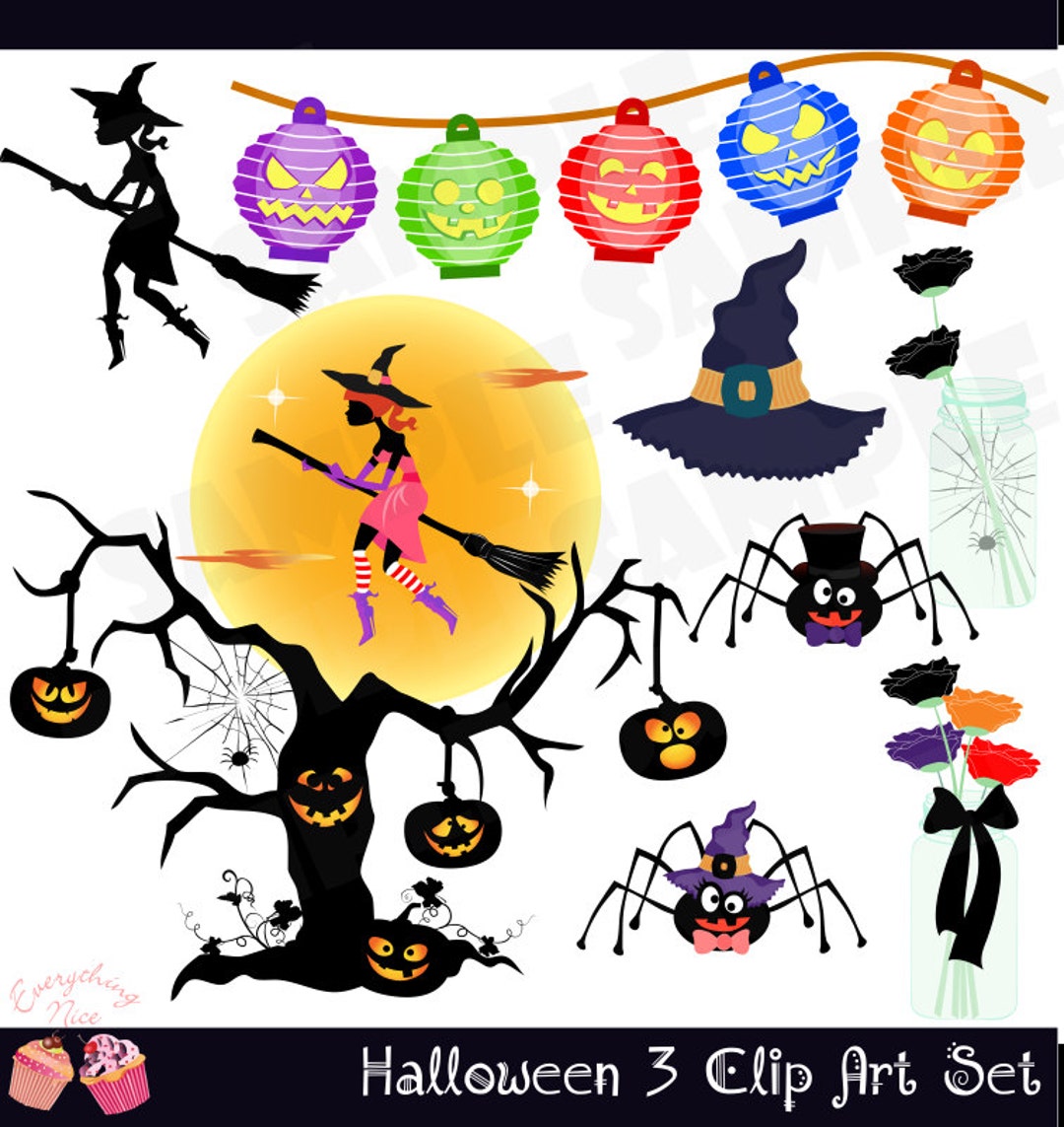Cute Halloween 3 Clip Art Set - Etsy