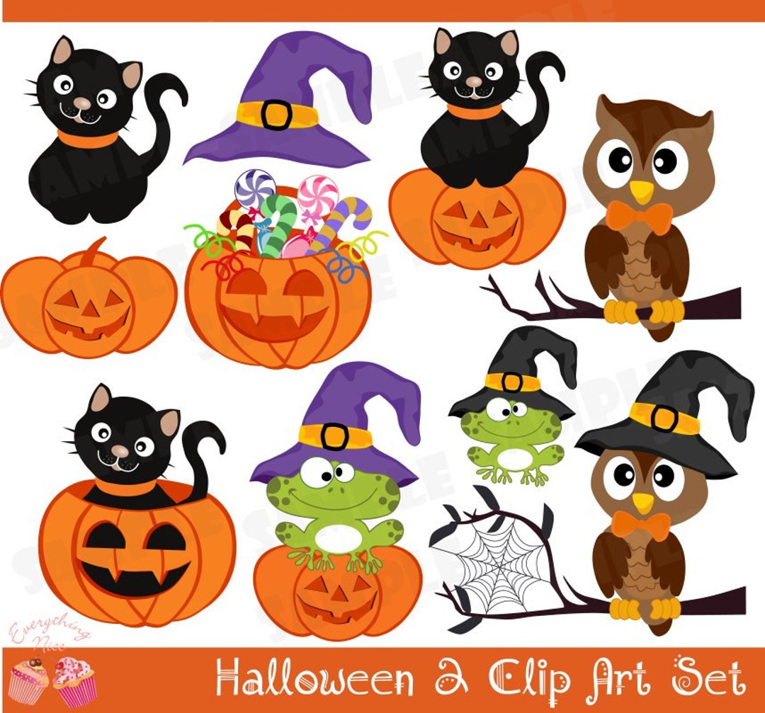Cute Halloween 2 Clip Art Set - Etsy