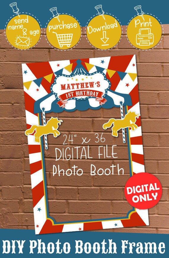 DIGITAL DOWNLOAD Carousel Theme Boy Colors 24" x 36" Birthday Photo ...