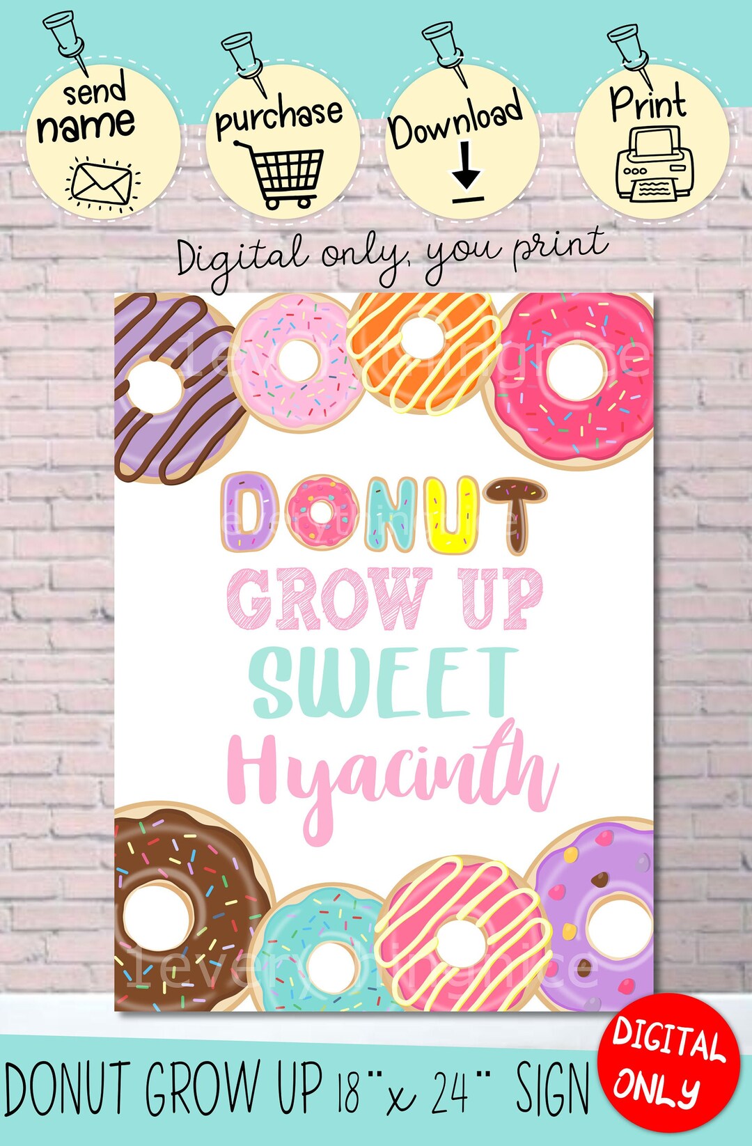 DIGITAL DOWNLOAD Donut Grow up Poster Sign 18 X 24 - Etsy