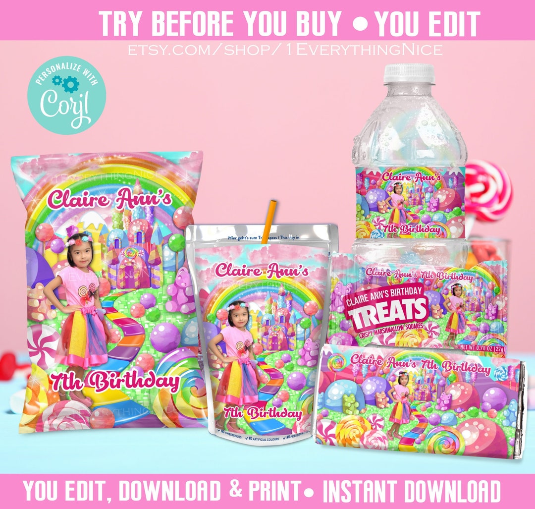 Editable DIGITAL DOWNLOAD Candy Land Candyland Birthday Party Baby ...